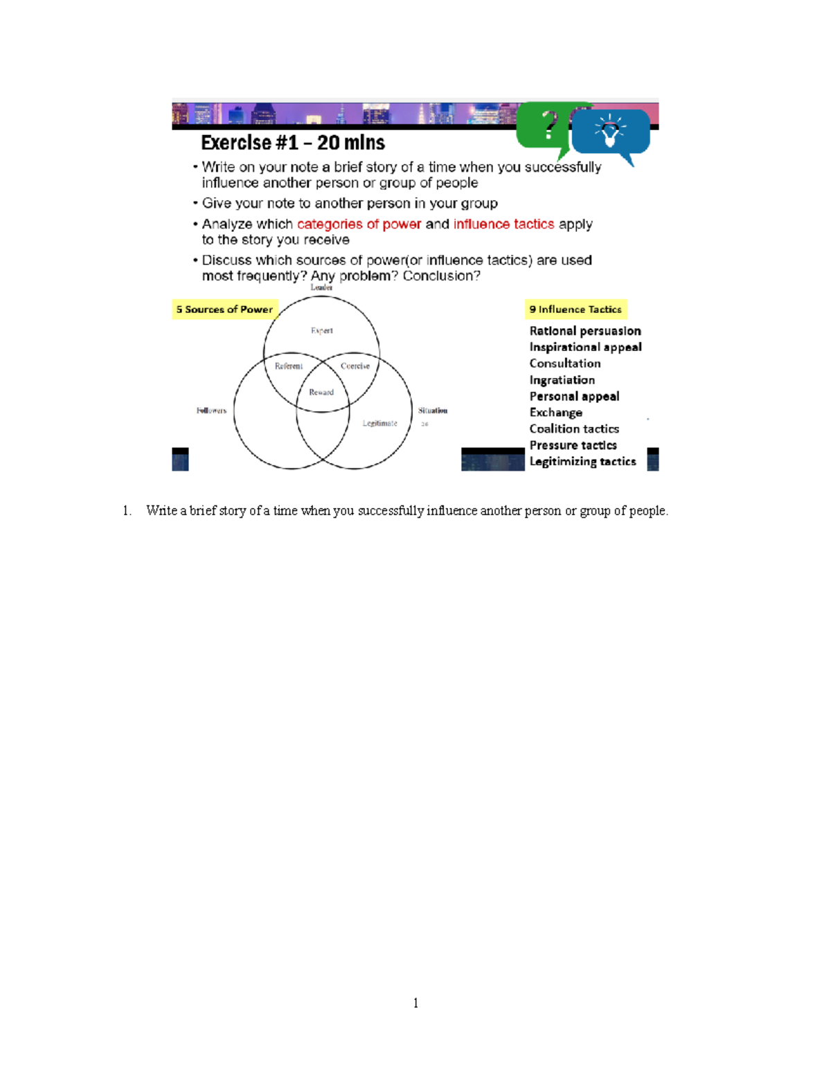 Exercise Unit 2 - Current Assignment - Write a brief story of a time ...