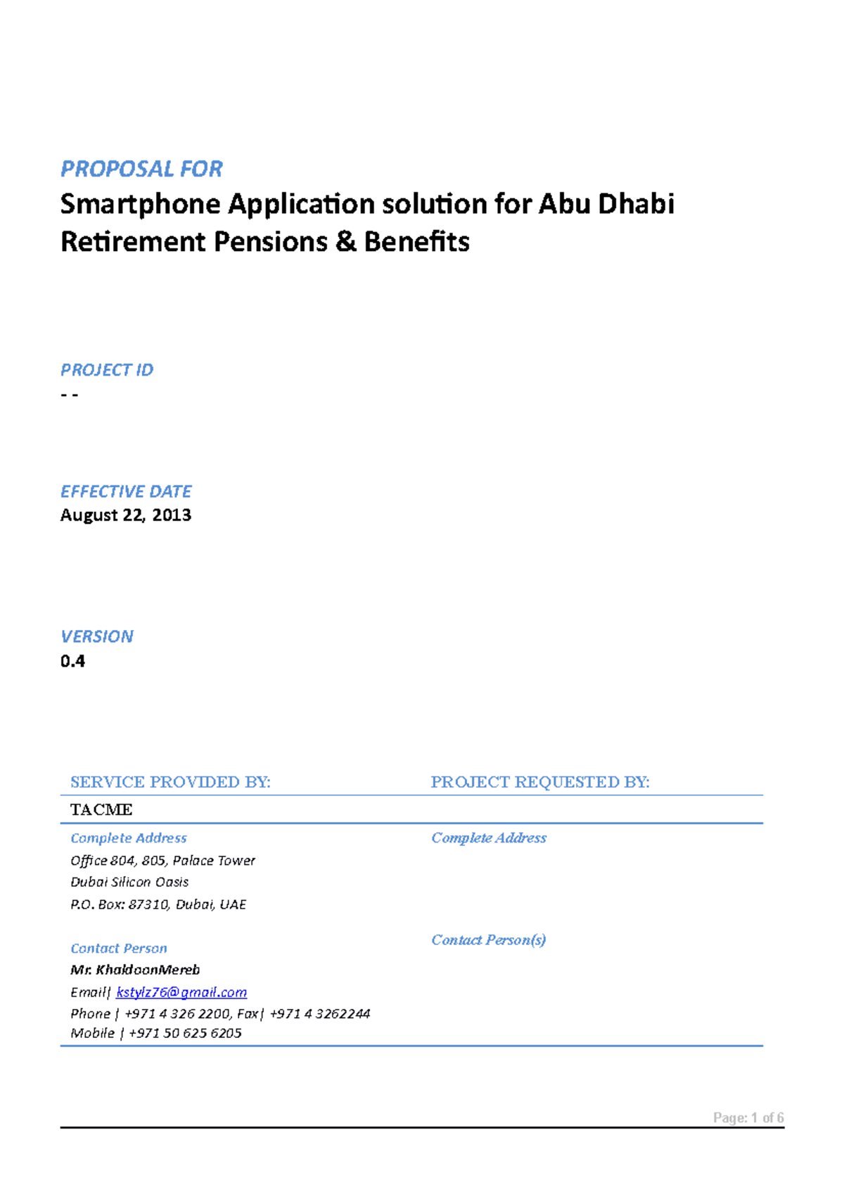 Adrpbf Proposal - v4.0 - Team - PROPOSAL FOR Smartphone Application ...