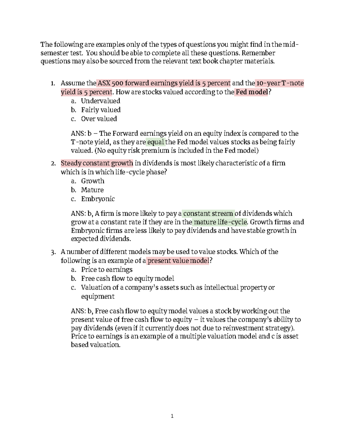 MST practice questions - The following are examples only of the types ...