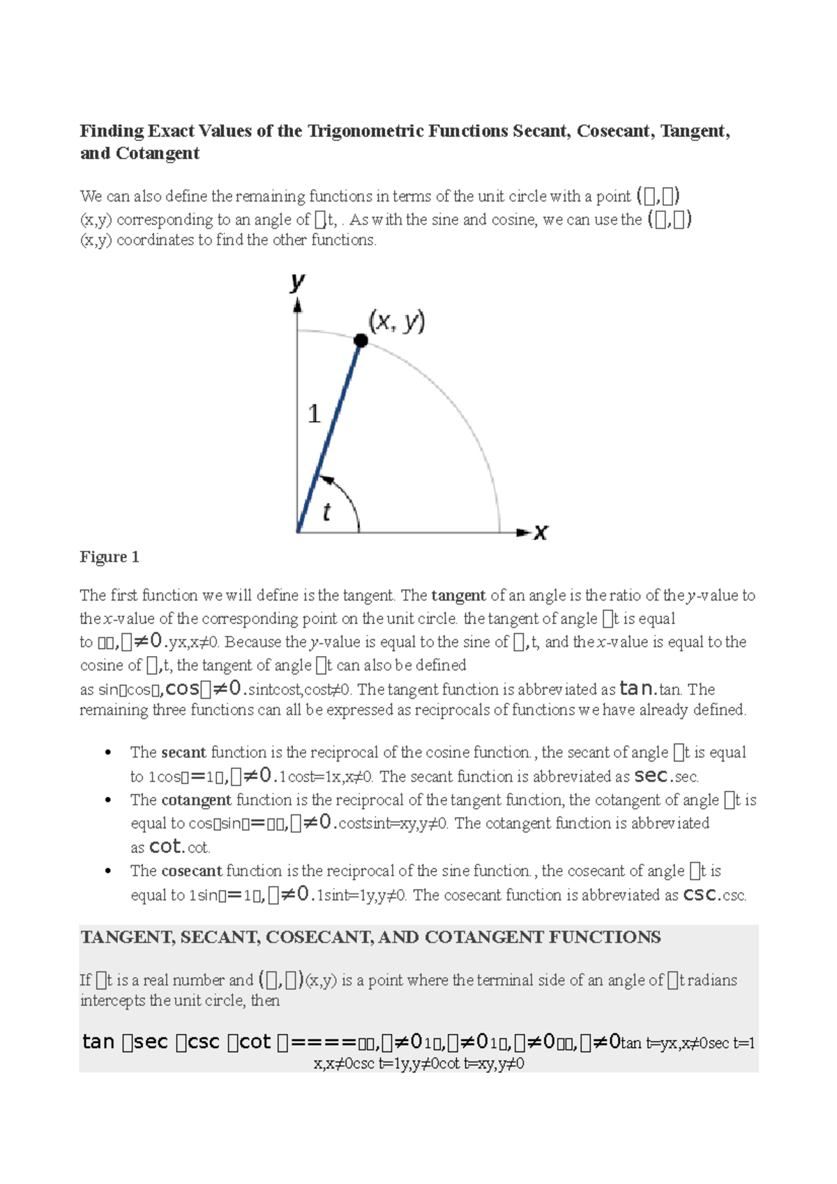 7 4 The Other Trigonometric Functions Finding Exact Values Of The