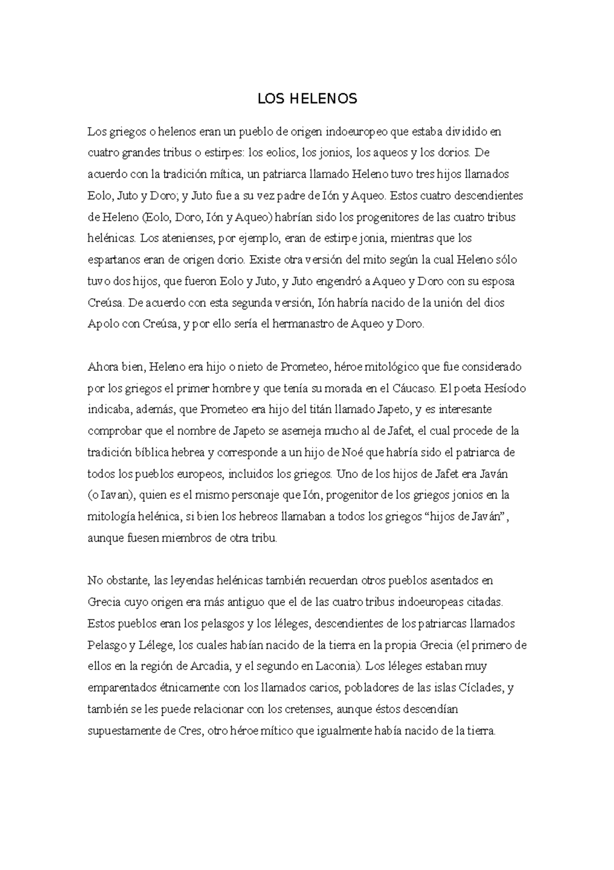 LOS Helenos vida e inicios de la cultura elenia - LOS HELENOS Los ...