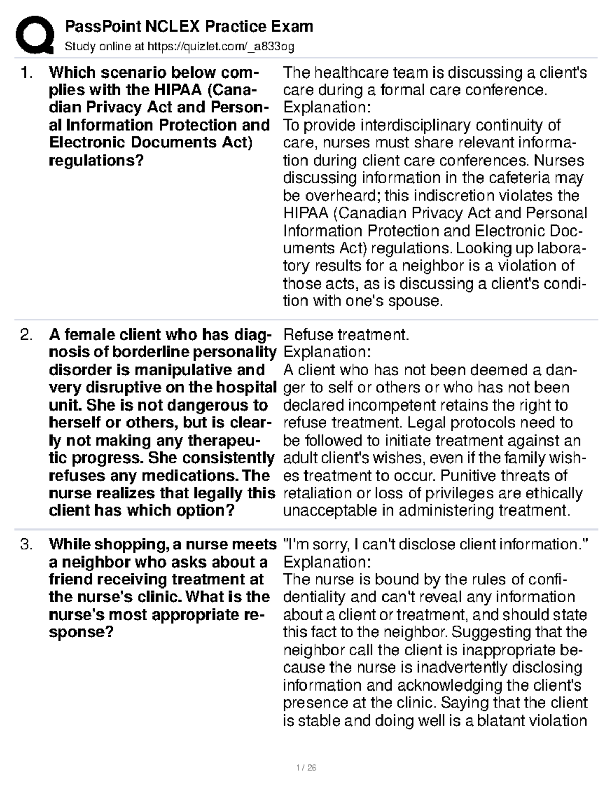 Pass Point Nclex Practice Exam - Study online at quizlet/_a833og Which ...