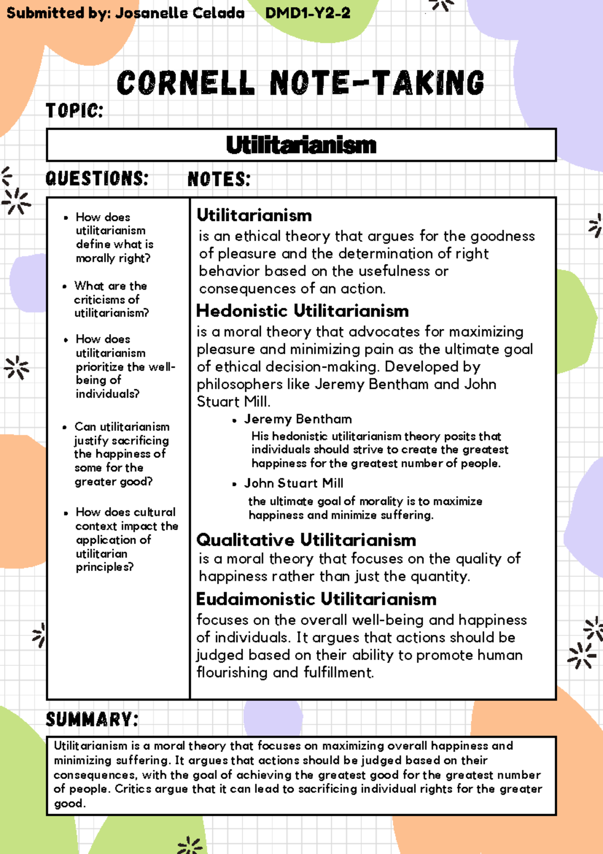 Cornell's Notetaking - Cornell Note-Taking questions: Topic: Notes ...