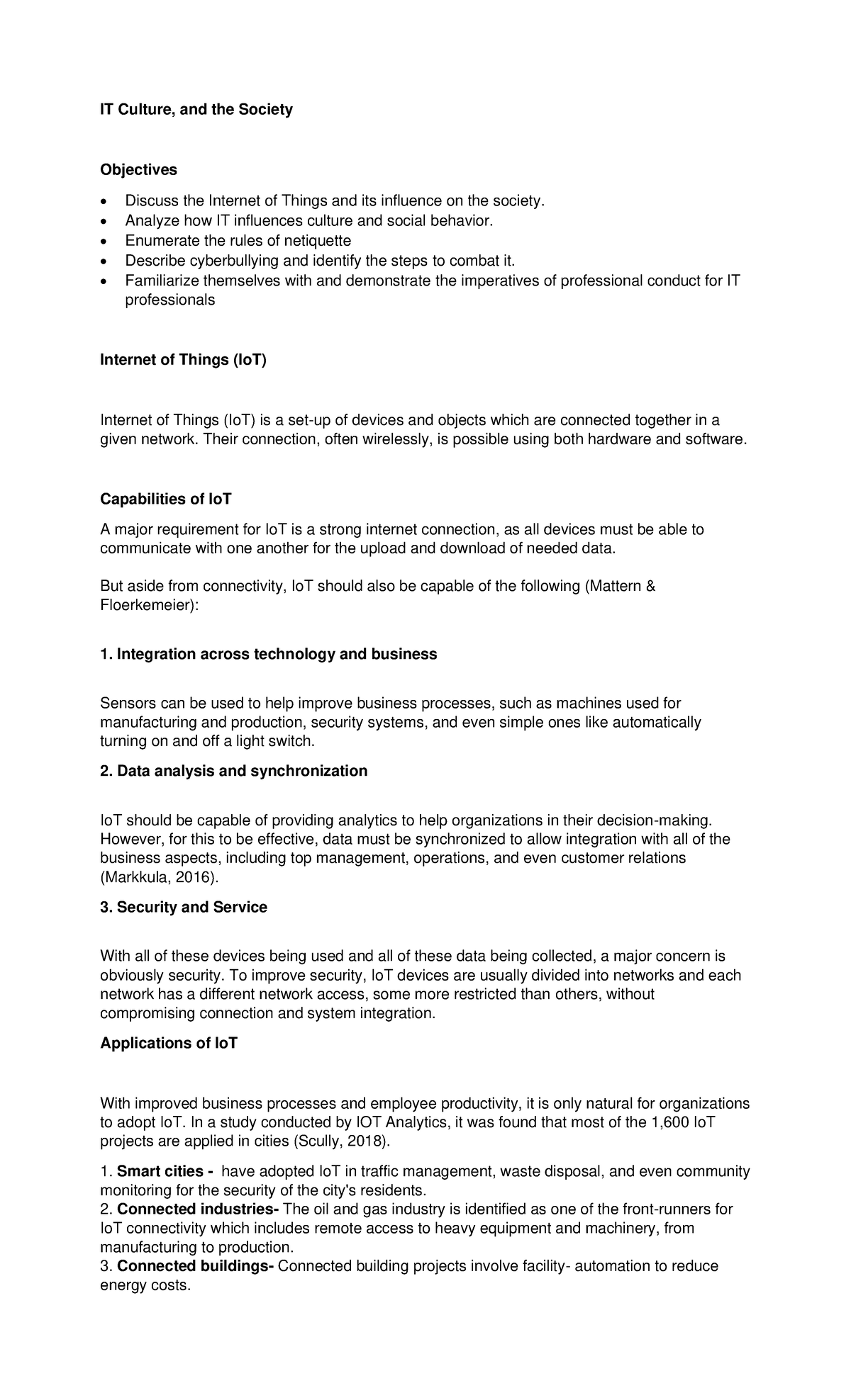 IT Culture and the Society - IT Culture, and the Society Objectives ...