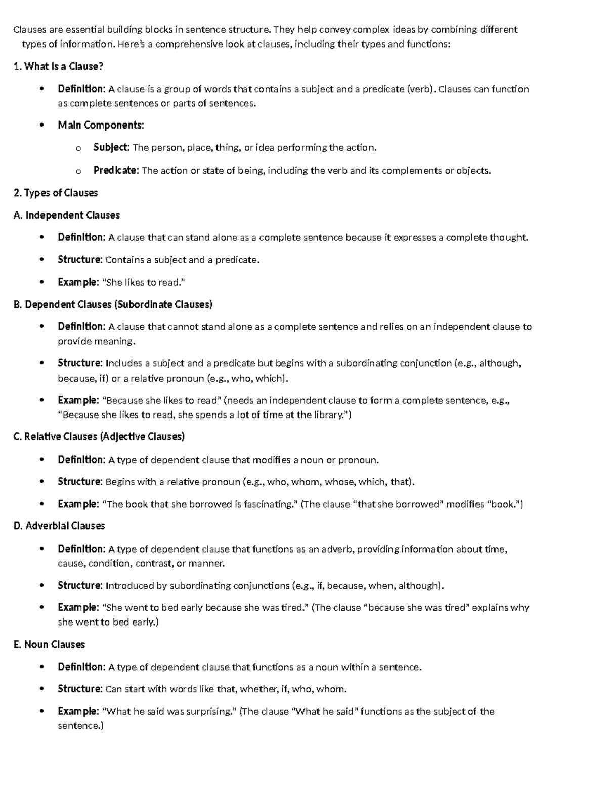 Clauses - i m still lerning english - Clauses are essential building ...