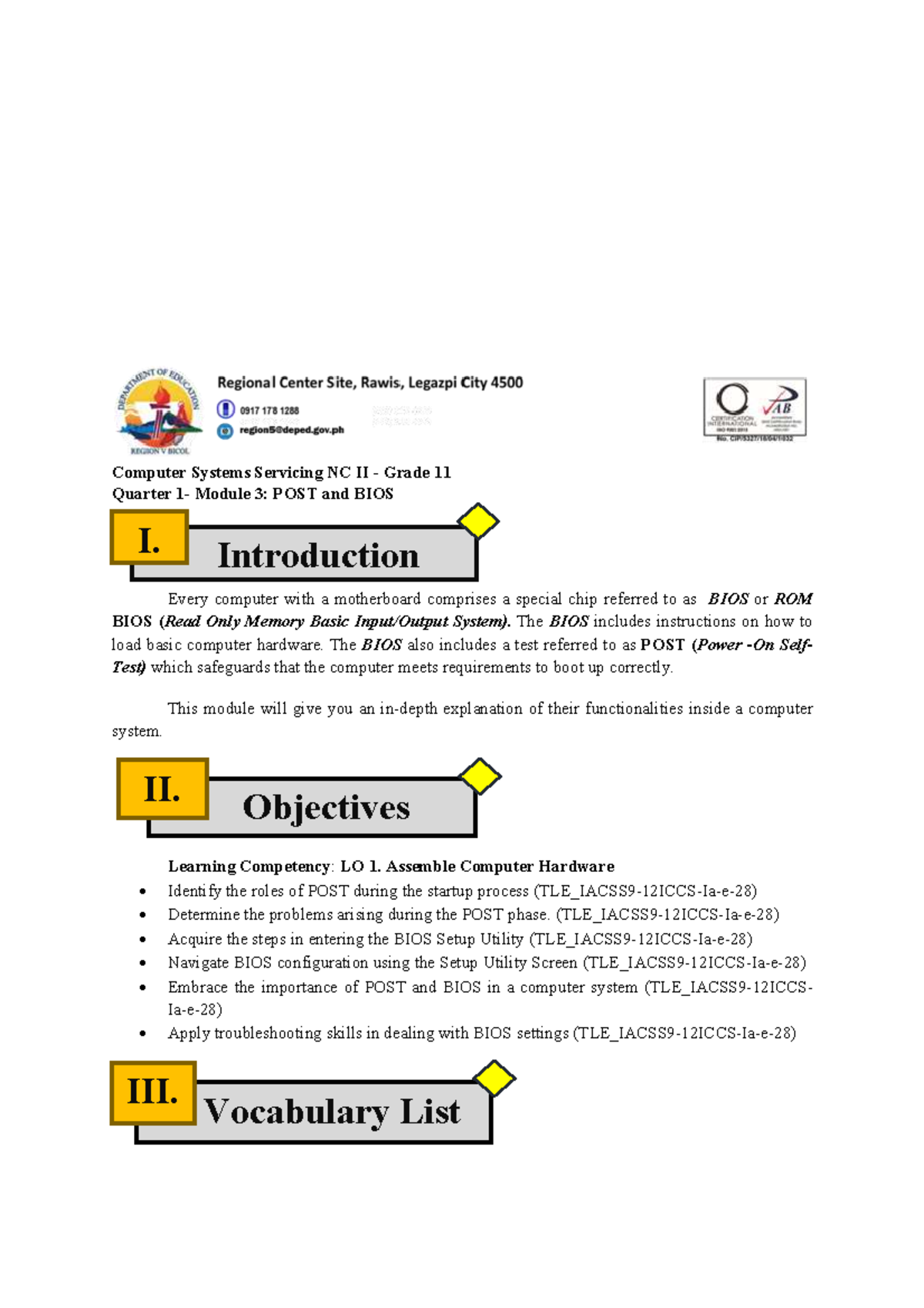 CSS G11 Module 3 Q1 - To help you to know - Computer Systems Servicing ...
