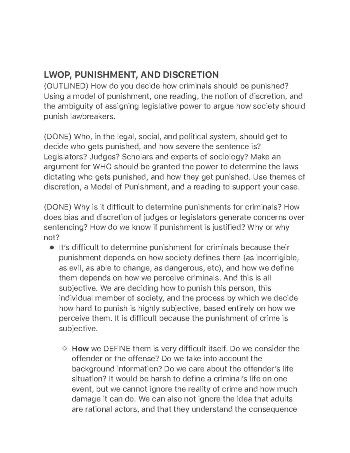 LWOP, Punishment, AND Discretion - LWOP, PUNISHMENT, AND DISCRETION ...