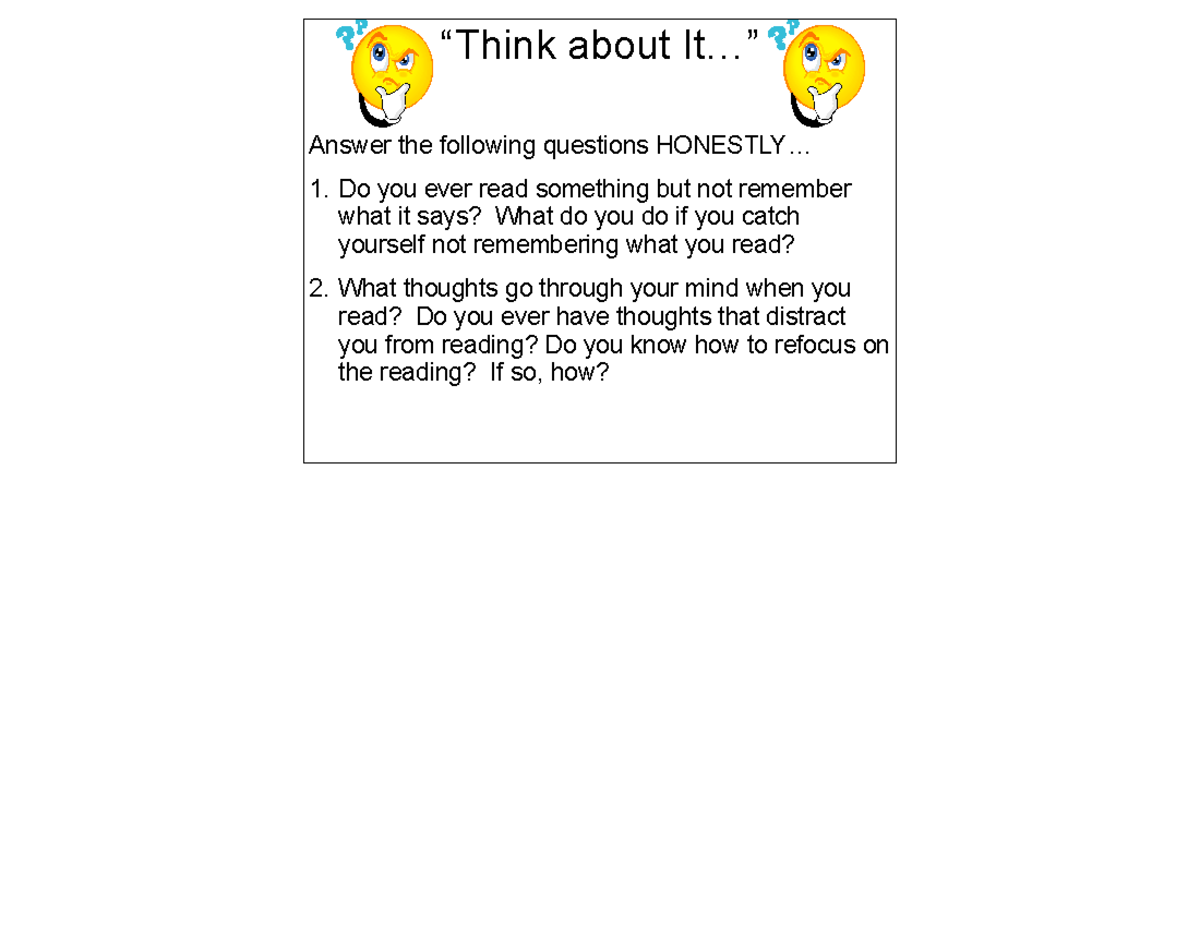 Reading Skills - This course is intended for students taking Education ...