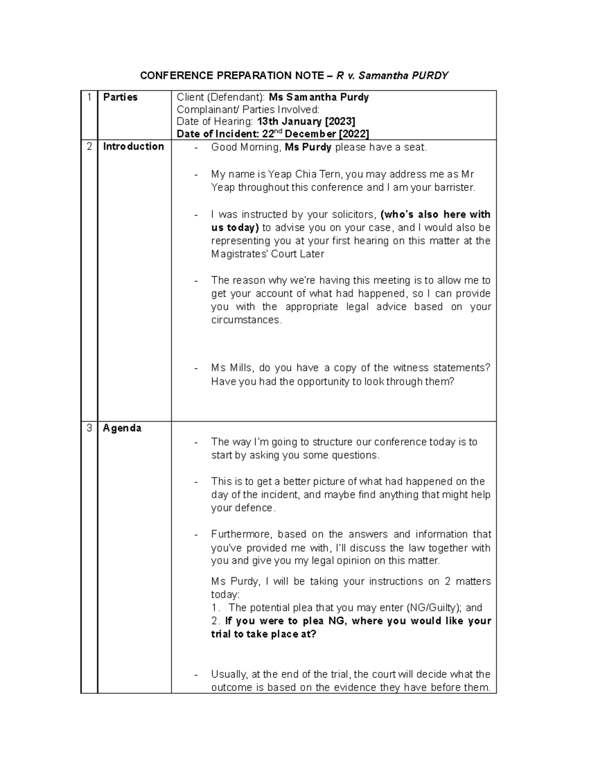 Conference Preparation NOTE (samantha purdy) - CONFERENCE PREPARATION ...