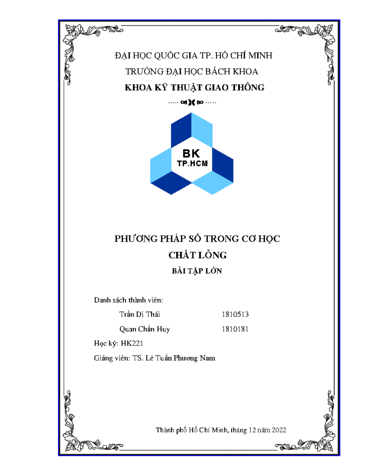 Bao cao CFD BTL - Report CFD about convection-diffusion fluid flow ...