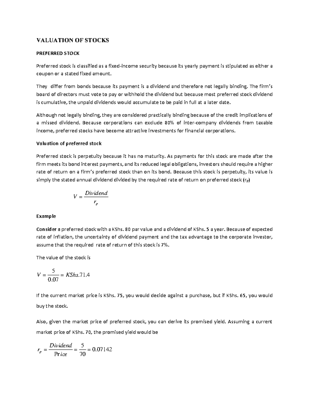 Valuation OF Stocks - financial management - VALUATION OF STOCKS ...