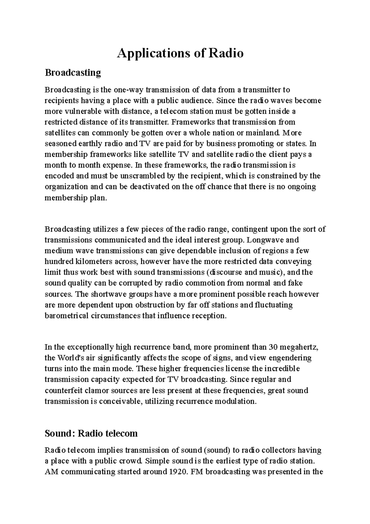 Applications of Radio - Ifah - Applications of Radio Broadcasting ...