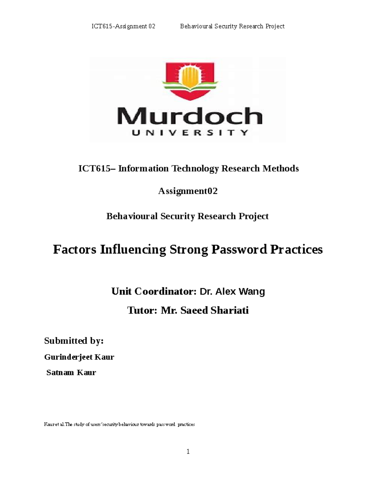 ICT615-Assignment 2 final grammerly check - ICT615– Information ...