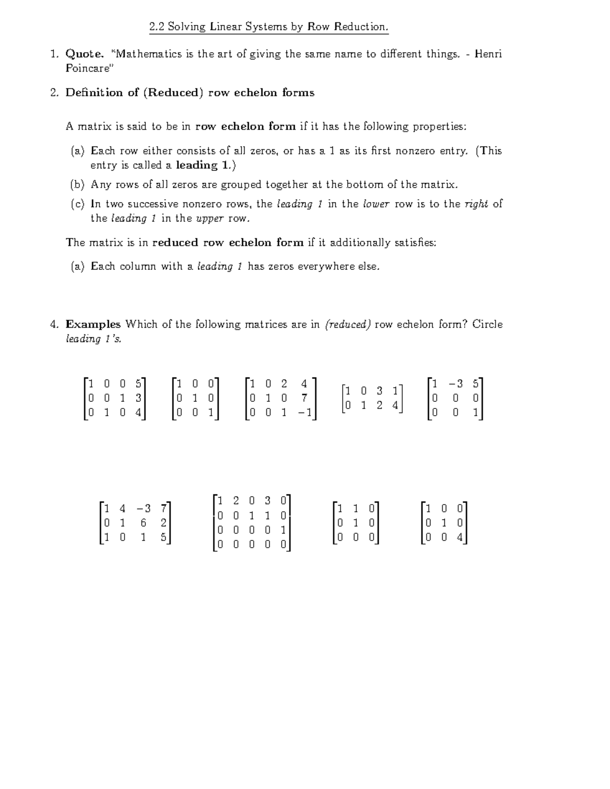 Sec2.2 Solving Linear Systems by Row Reduction - MATH 232 - SFU - Studocu
