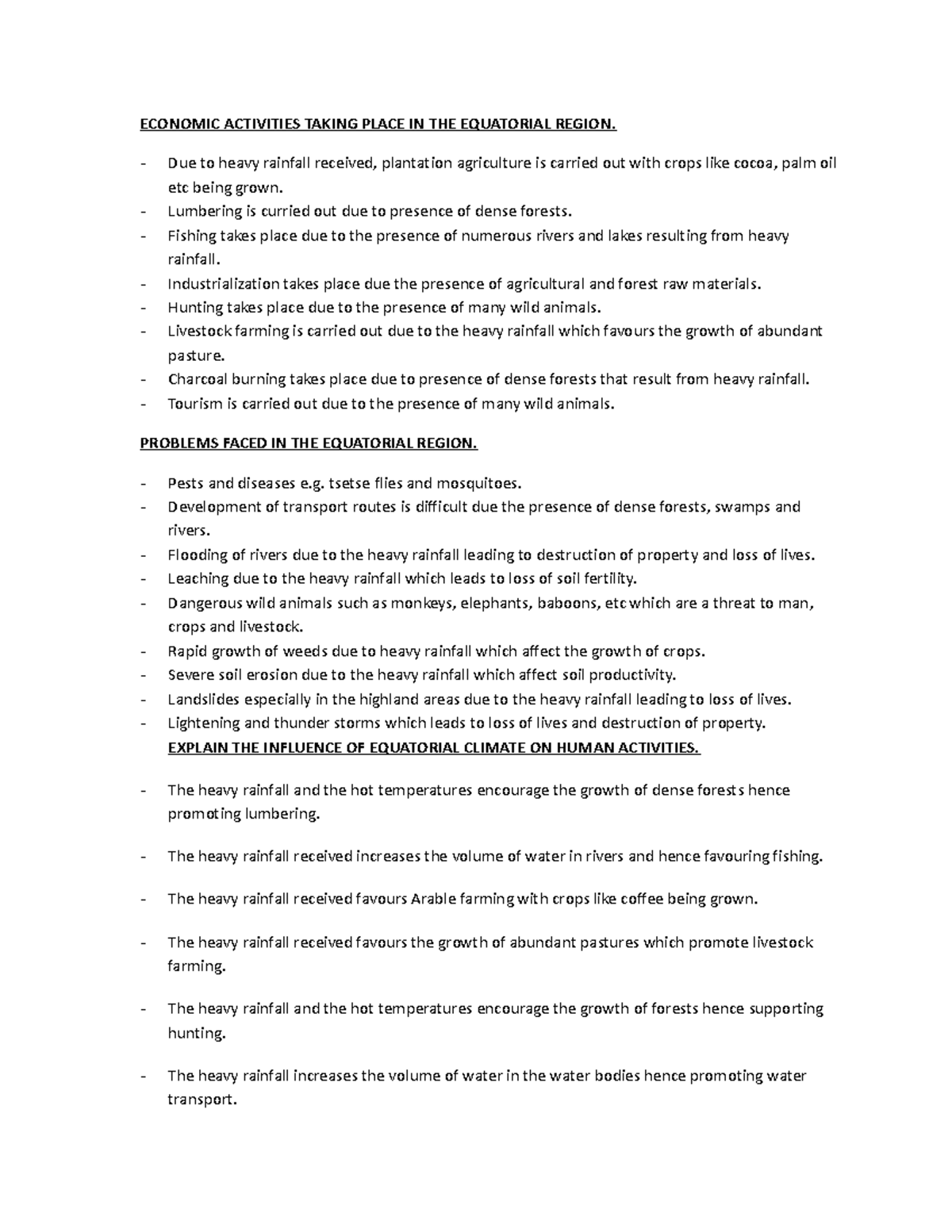 S3-Geography-2 - ECONOMIC ACTIVITIES TAKING PLACE IN THE EQUATORIAL ...
