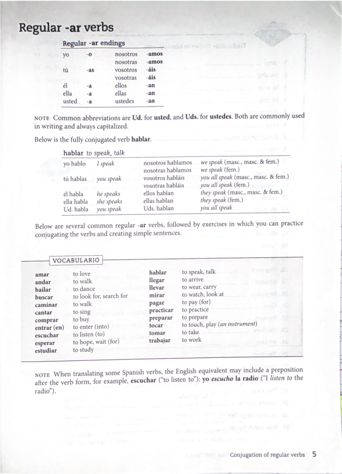 AR ER IR Verb Conjugation Review - Regular verbs Regular endings yo ...