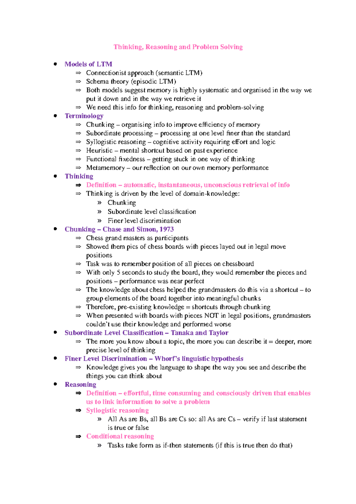 Thinking, reasoning and problem solving - Thinking, Reasoning and ...