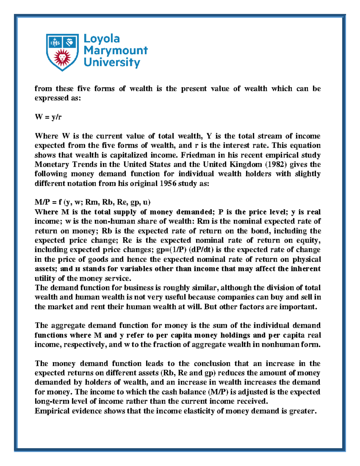 Document Material of Degree University in loyola marymount United ...