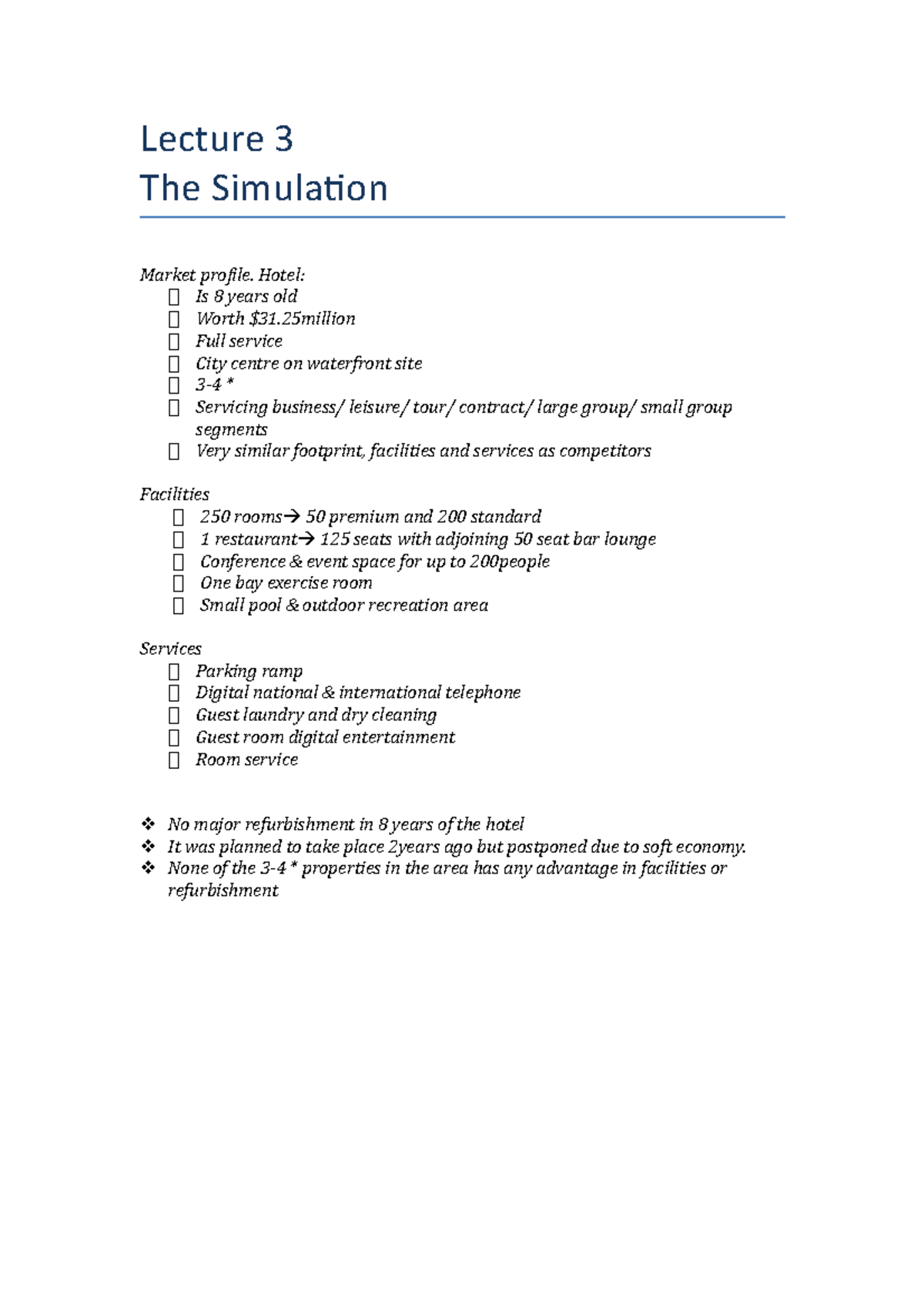 Lecture 3 - The Simulation - Lecture 3 The Simulation Market profile ...