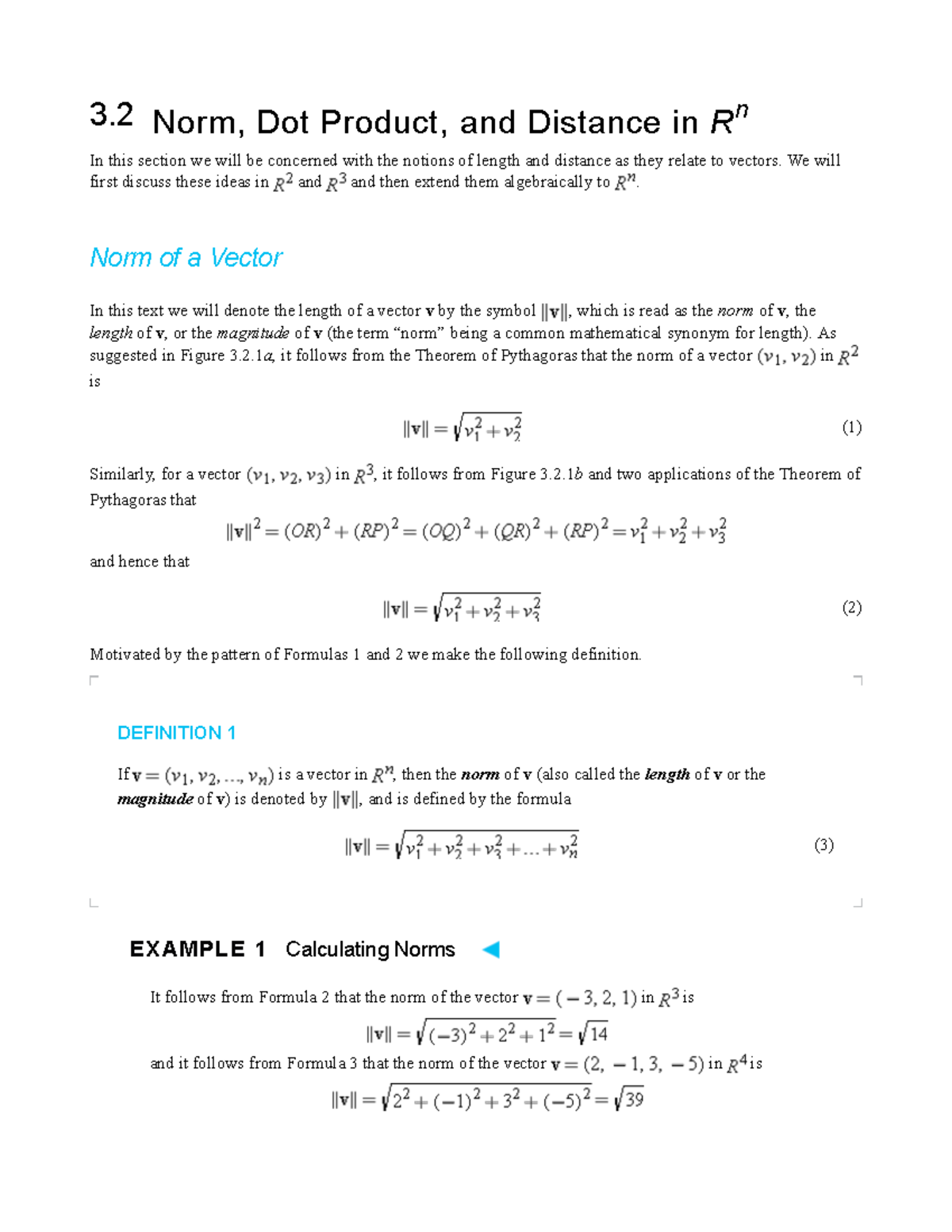 Norm, Dot Product, and Distance in Rn - We will first discuss these ...