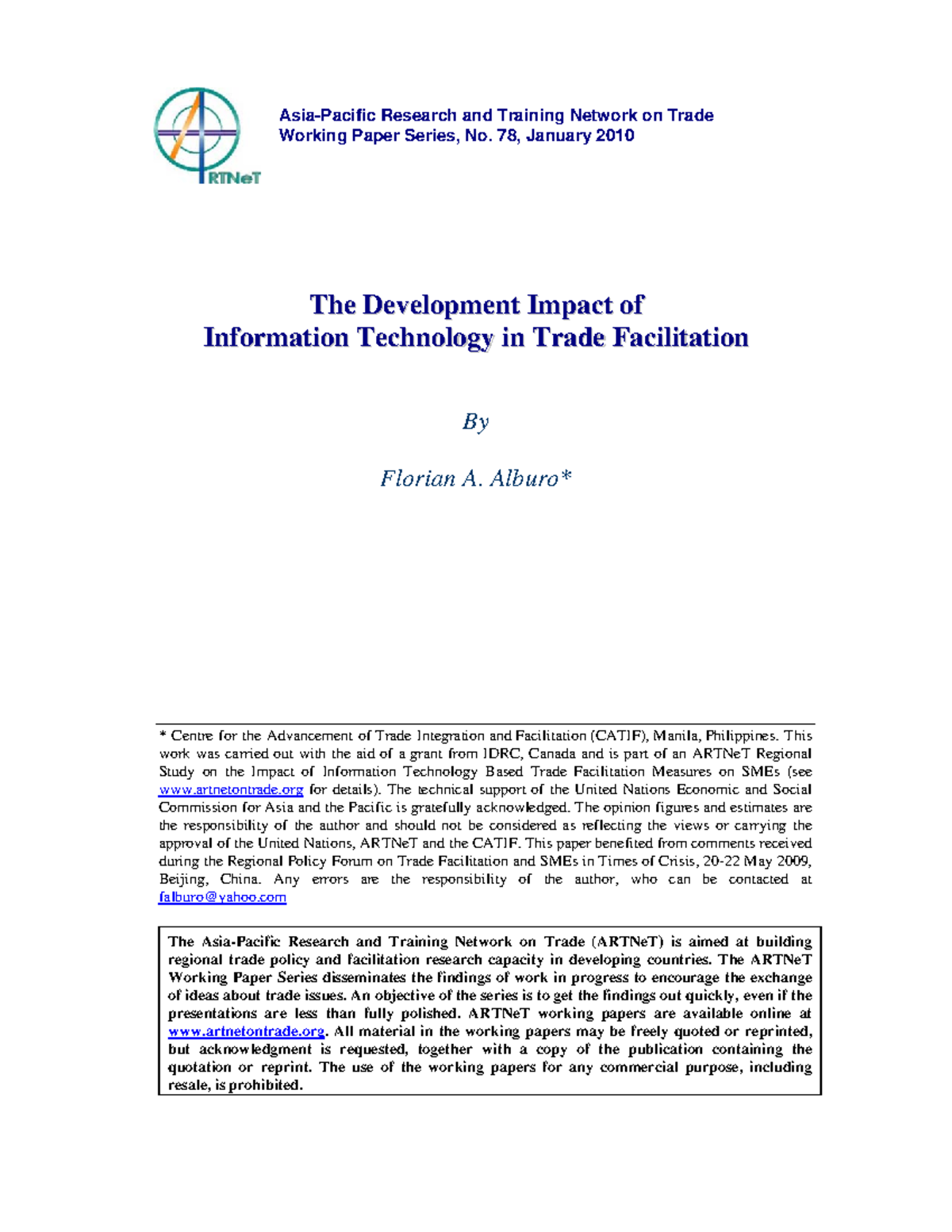 The Development Impact of Information Technology in Trade Facilitation ...