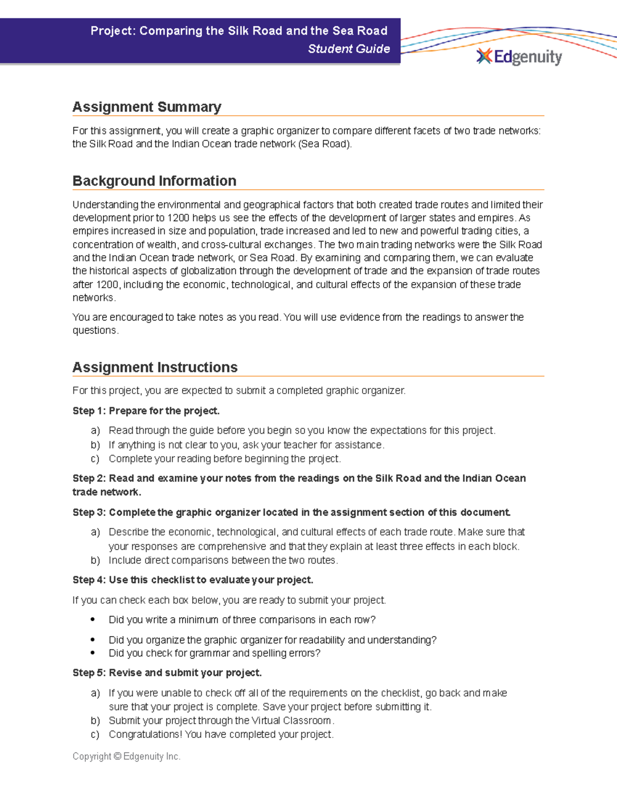 Silk and Sea worlds - hopefully this helps - Assignment Summary For ...