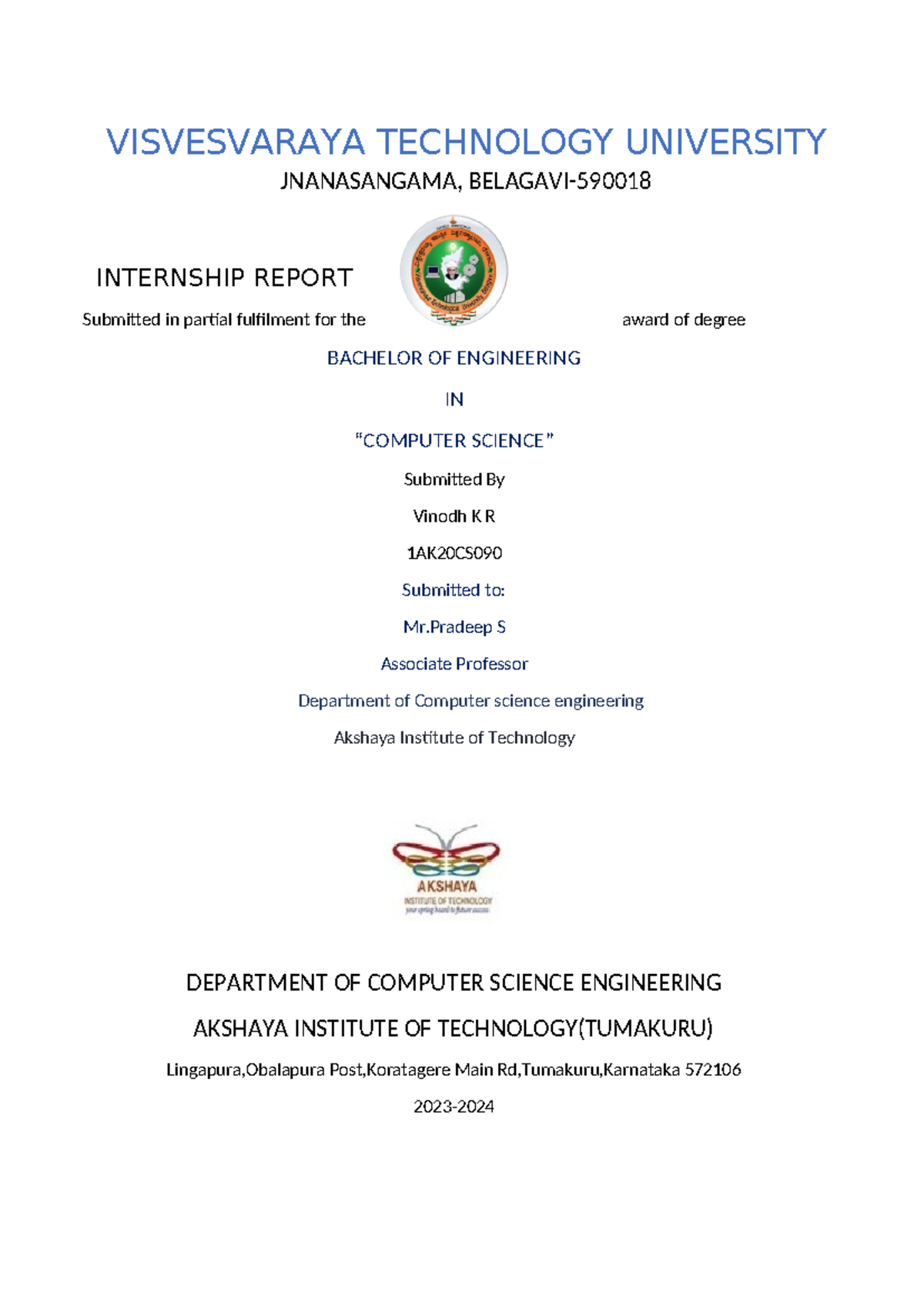 Visvesvaraya Technology University - VISVESVARAYA TECHNOLOGY UNIVERSITY ...