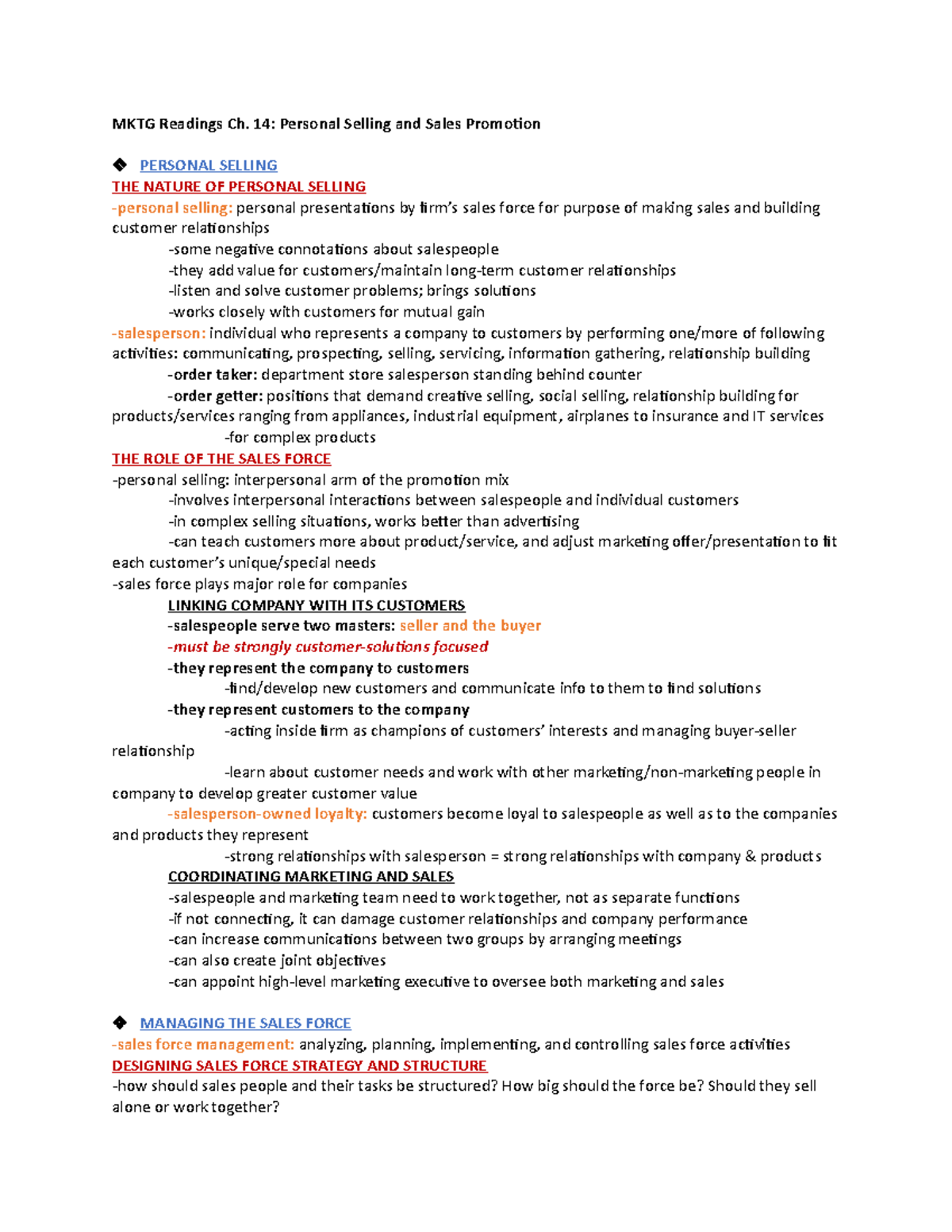 MKTG Readings Ch. 14 - Lecture notes 14 - MKTG Readings Ch. 14 ...