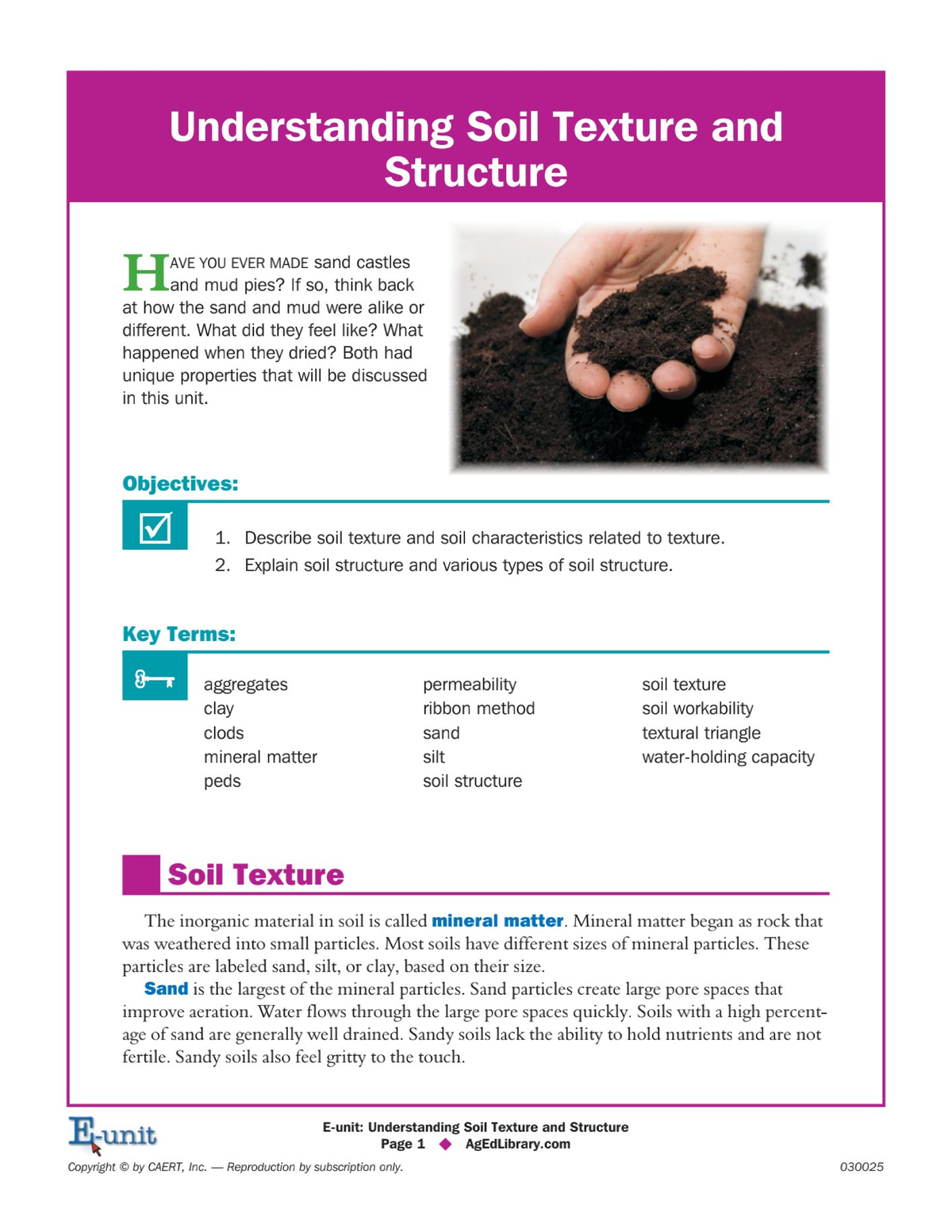 Soil Texture and Structure E Unit - Agribusiness - Studocu
