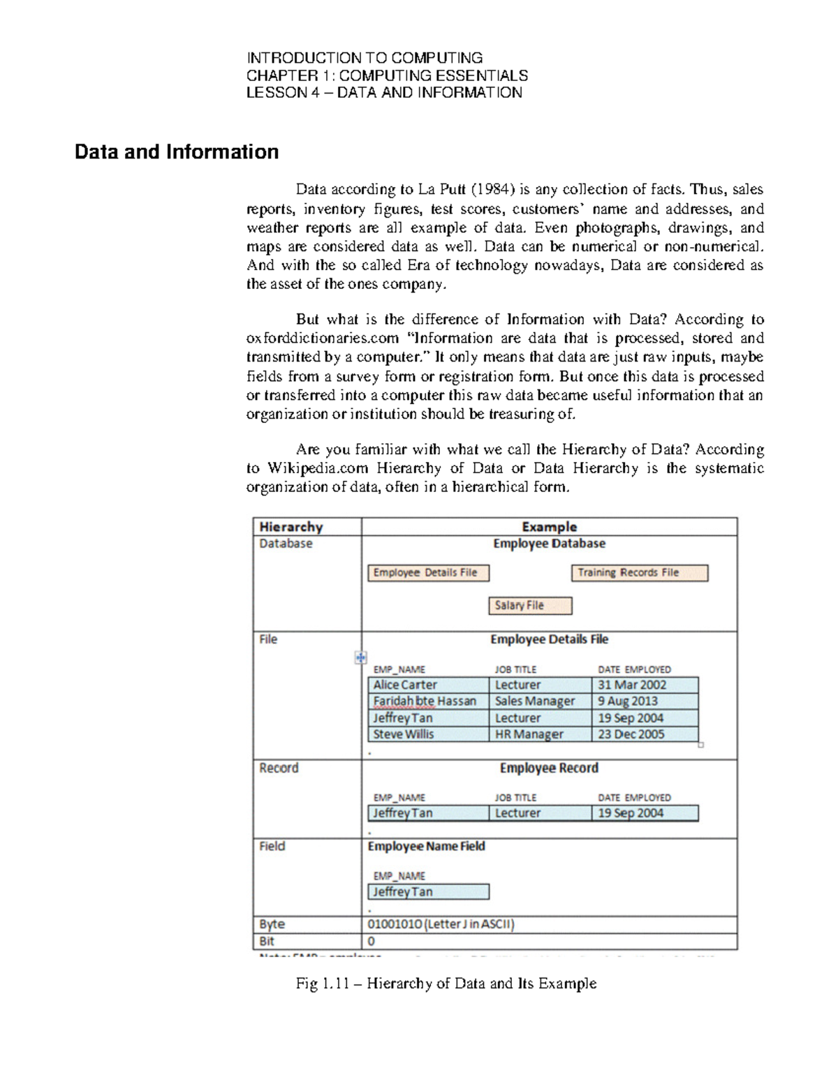 W1 Data and Information - Module - CHAPTER 1: COMPUTING ESSENTIALS ...