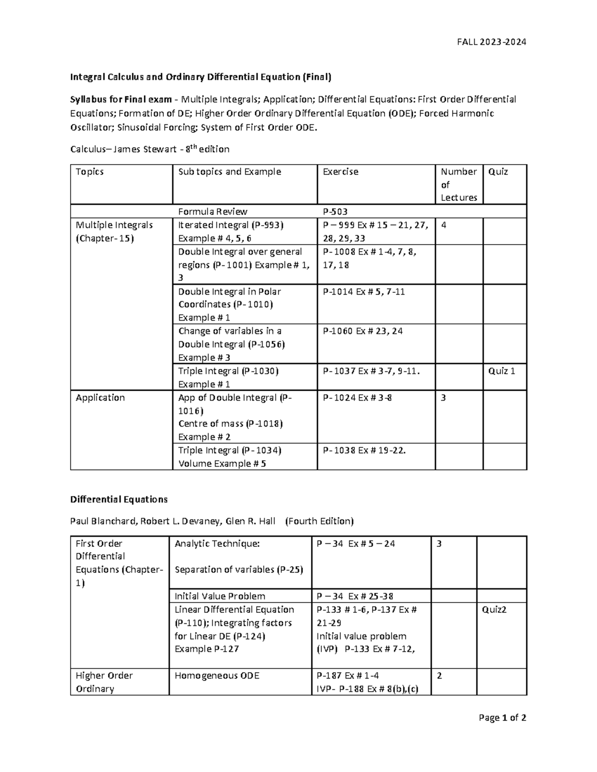 Math 2 Final FALL, 23-24 Exercise - FALL 2023 - 2024 Page 1 of 2 ...