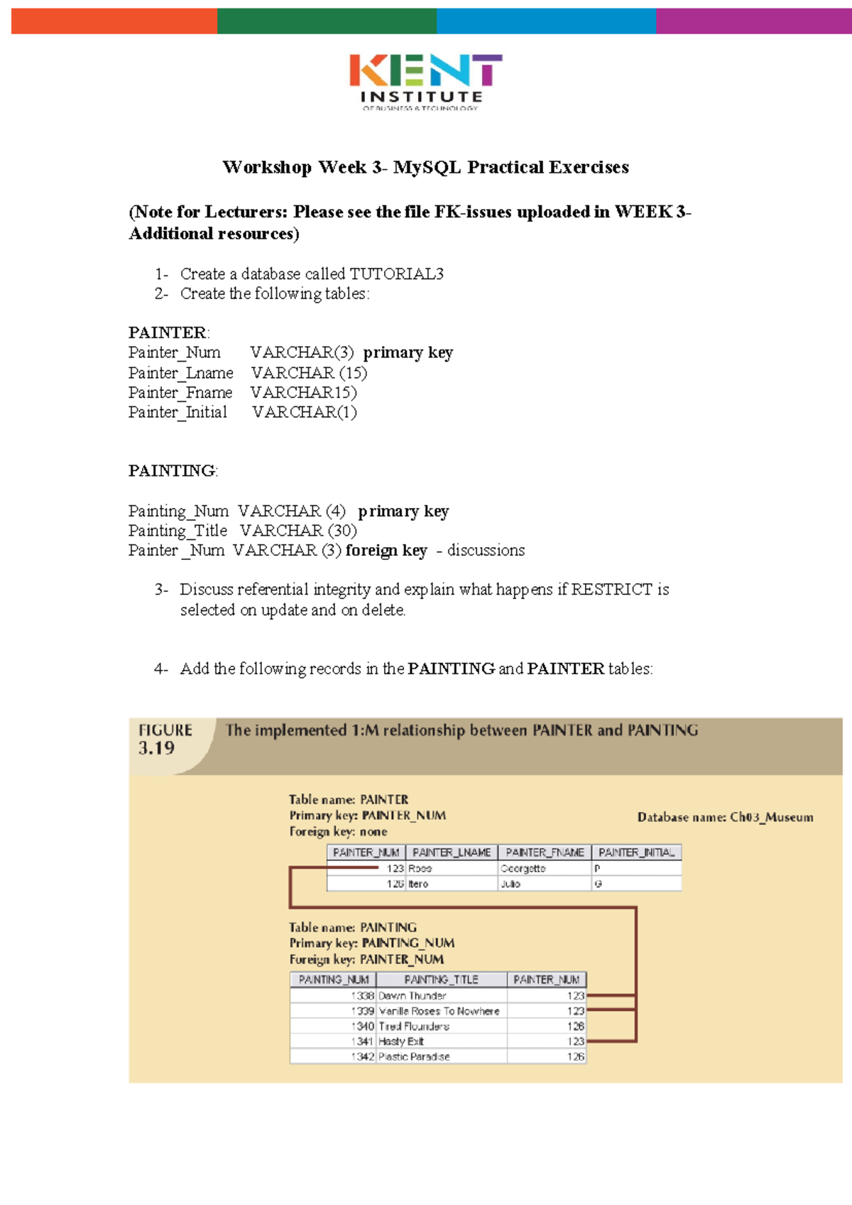 DBFN212-Workshop - Week 2 - Workshop Week 3- MySQL Practical Exercises (Note for Lecturers ...