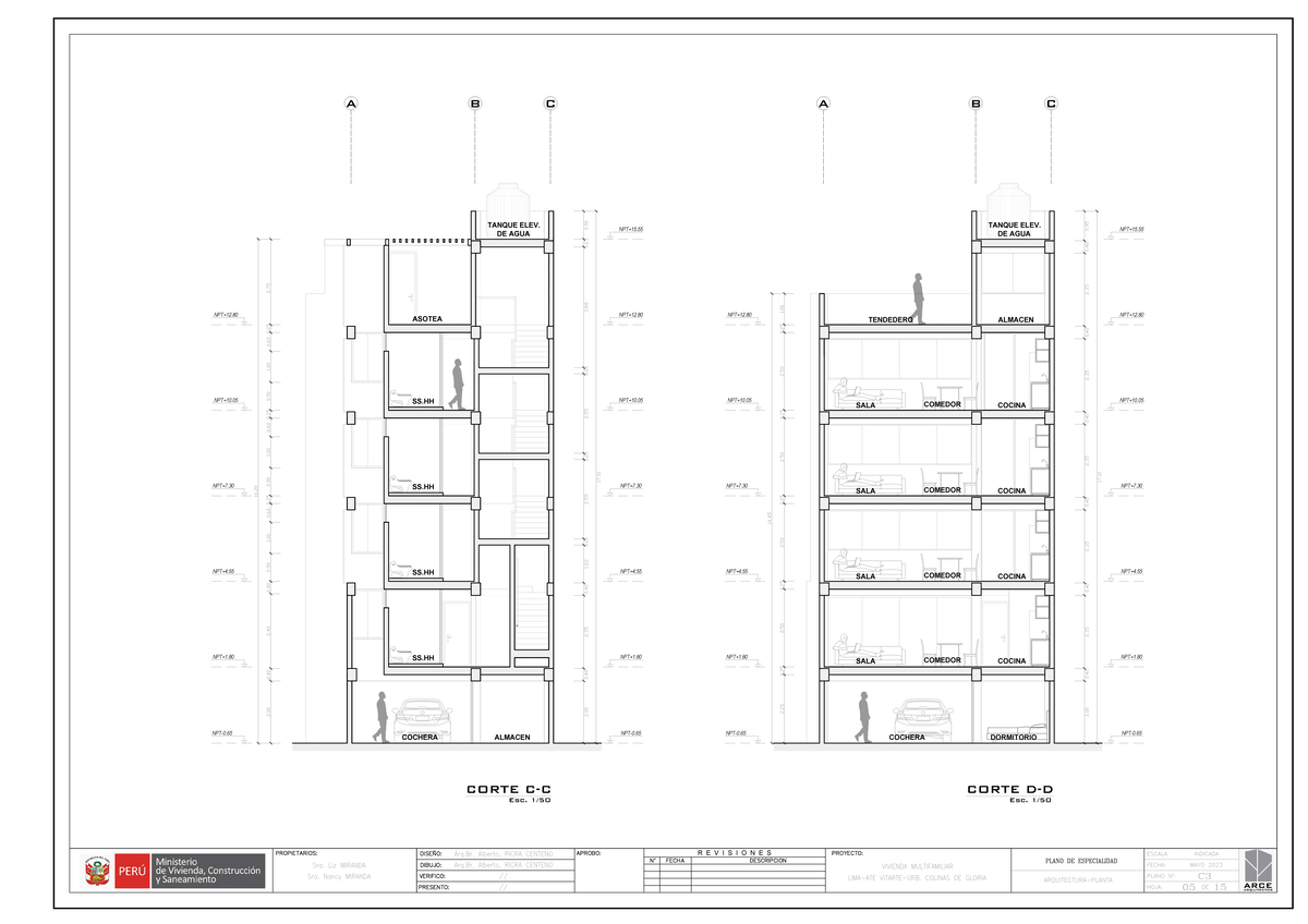 Plano C3 - CORTE C-C EVF CORTE D-D EVF A B C A B C COCHERA ALMACEN SS ...