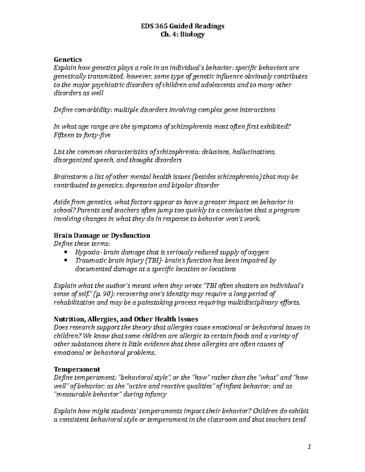 EDS 365 Guided Notes Ch. 4-2 - EDS 365 Guided Readings Ch. 4: Biology ...