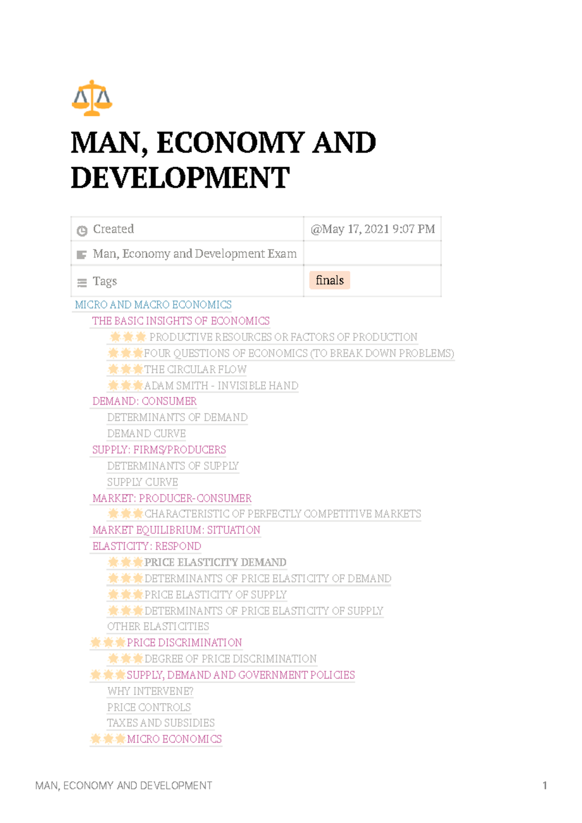 Man, Economy and Development Lecture Notes 02 - ⚖ MAN, ECONOMY AND ...