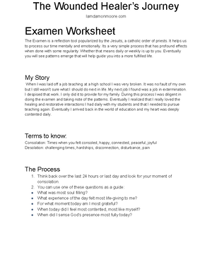Wound Worksheet for therapeutic use - The Wounded Healer’s Journey ...