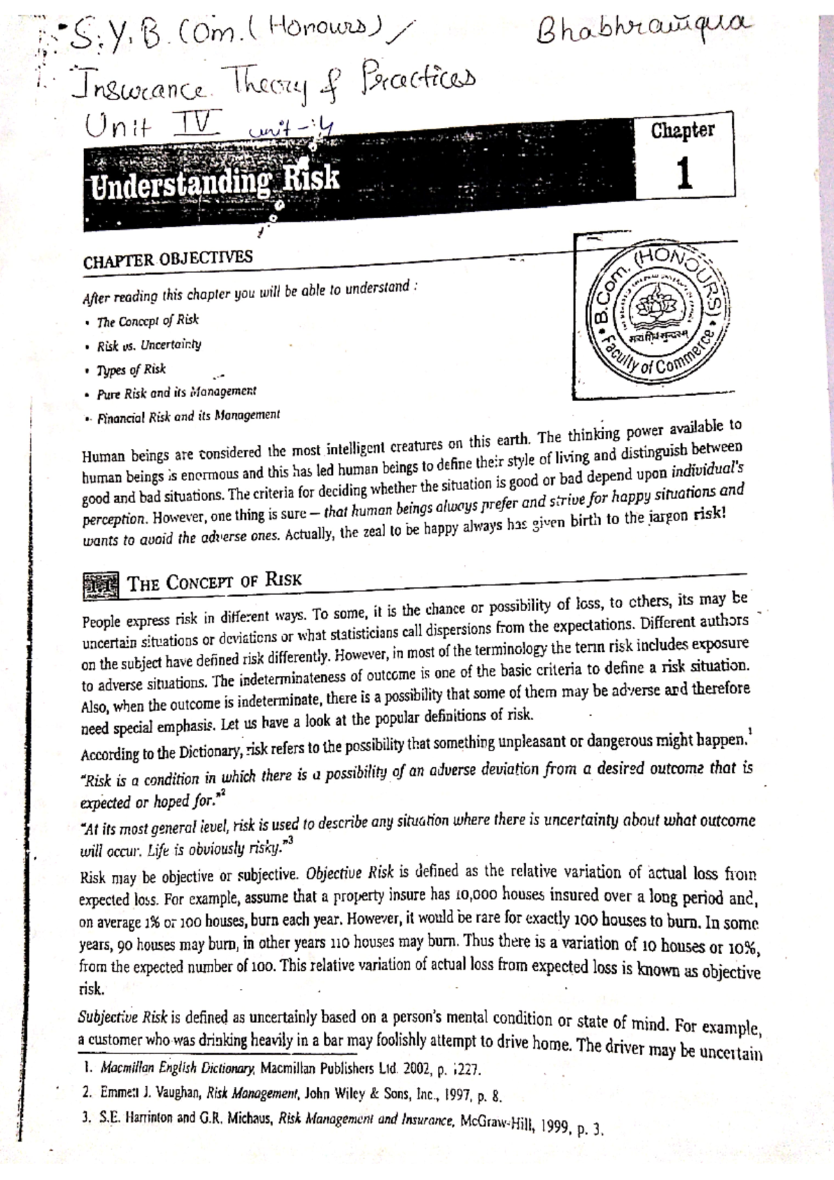 Insurance unit 4 - notes - S.Y ( Om. ( Honours) Bhabhramqua Insurance ...