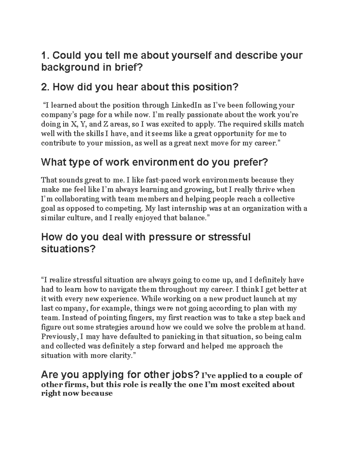 Joanna Important docs - 1. Could you tell me about yourself and ...