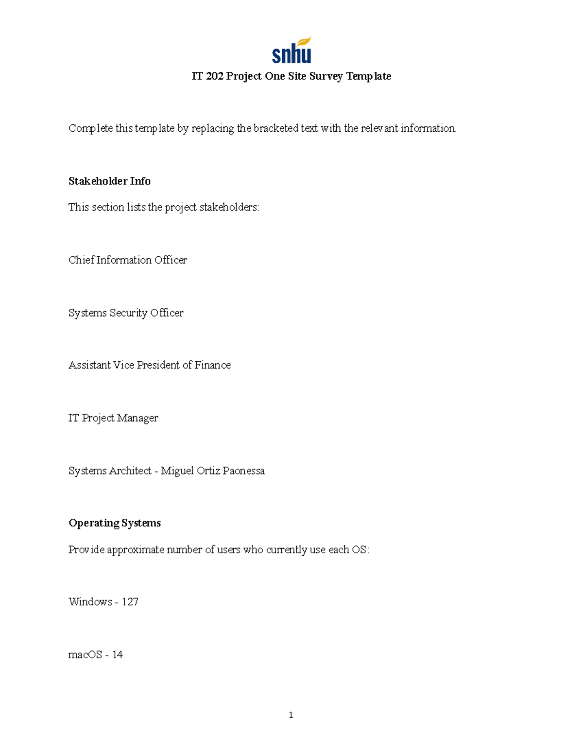 IT 202 Project One Miguel Paonessa - IT 202 Project One Site Survey ...