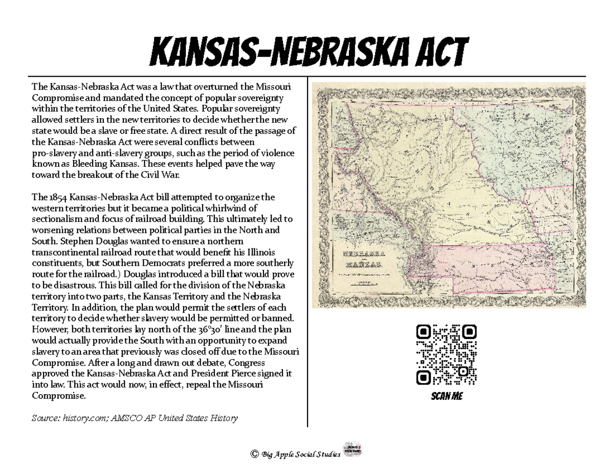 Kansas Nebraska Act Reading - Kansas-Nebraska Act The Kansas-Nebraska ...