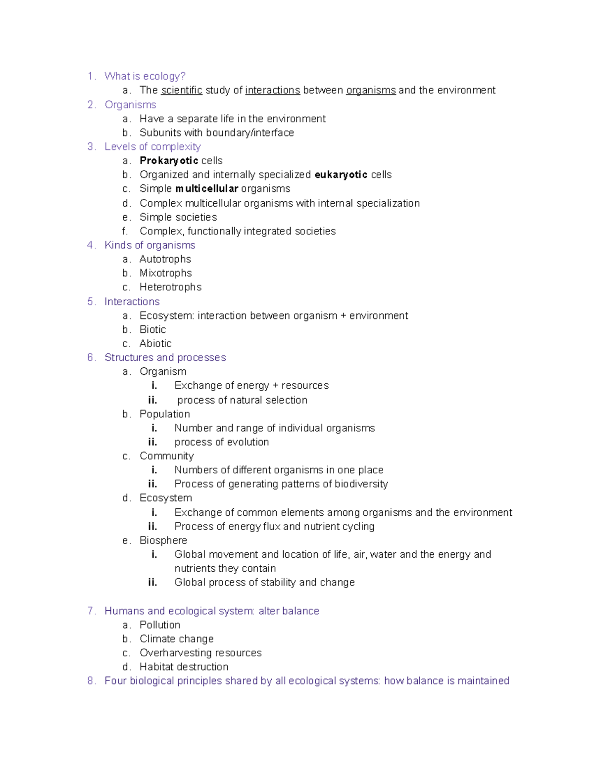 Ecology - Lecture notes 1-14 - What is ecology? a. The scientific study ...
