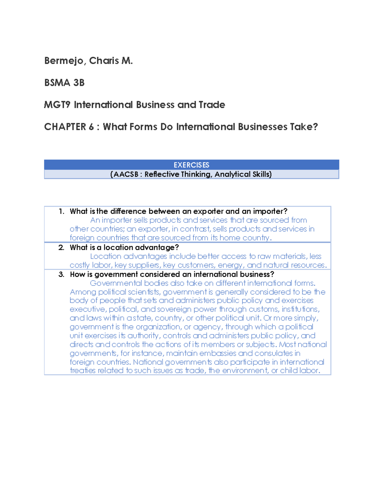 MGT9 Chapter 6 - MGT9 - Bermejo, Charis M. BSMA 3B MGT9 International ...
