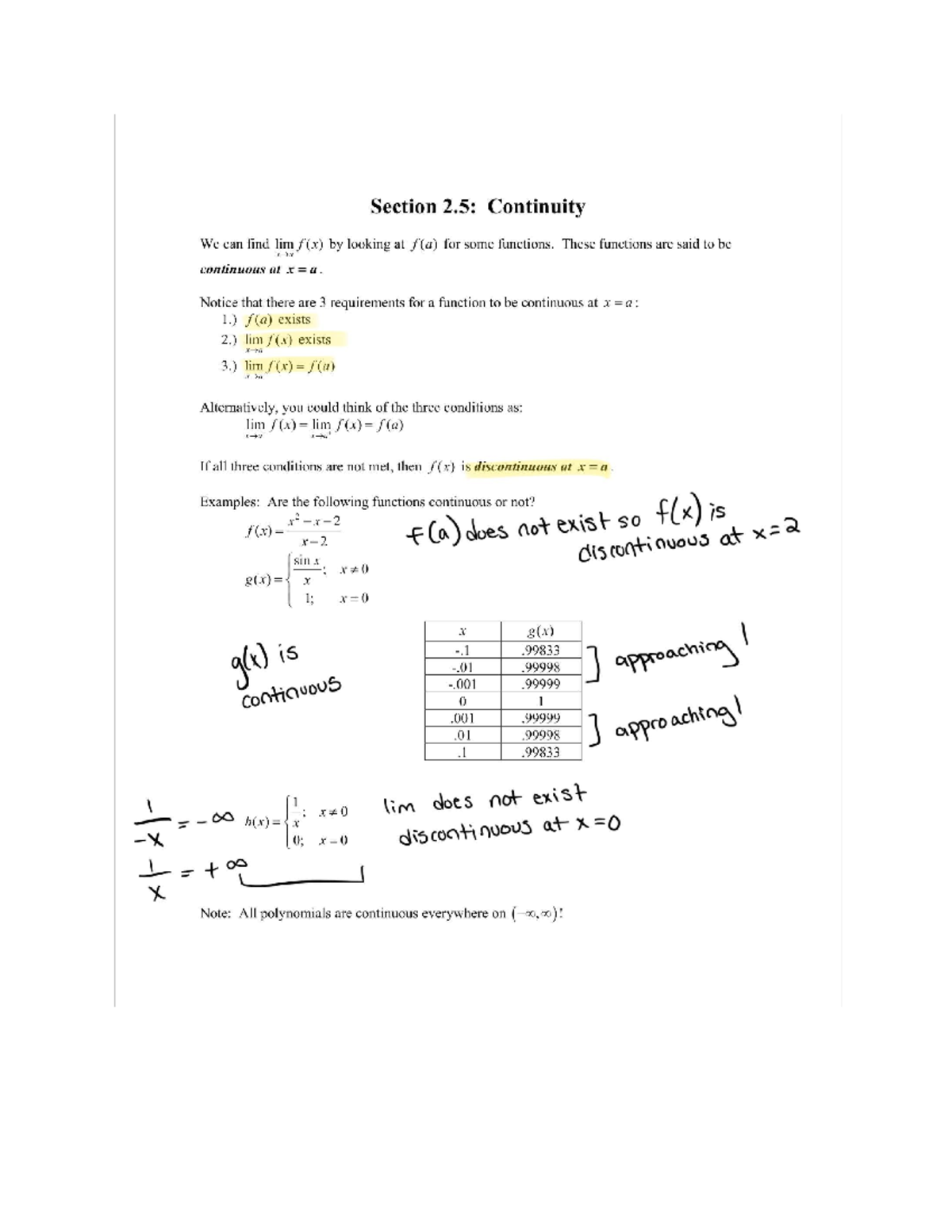 Calculus 131: Continuity - L24 131 - Studocu
