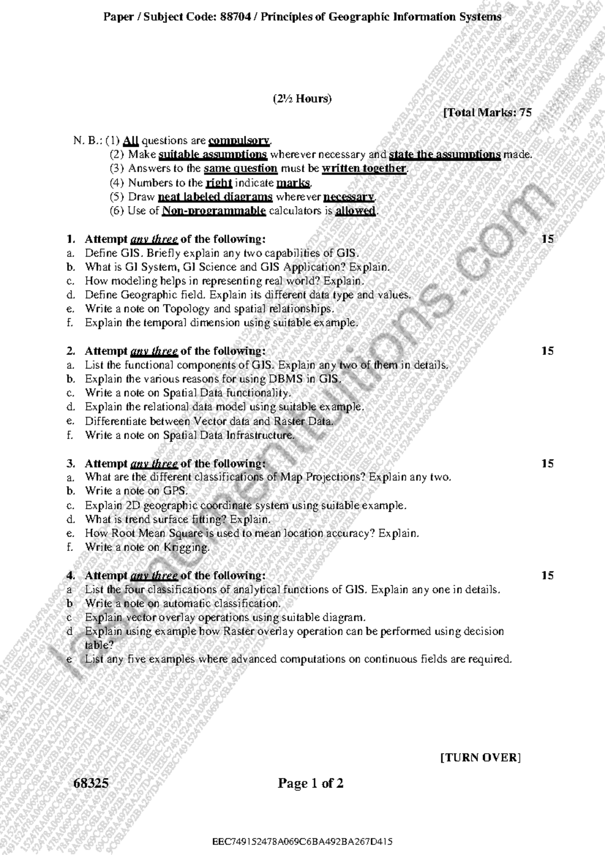 PGIS APR19 - Question Paper of Principles of geographical information ...