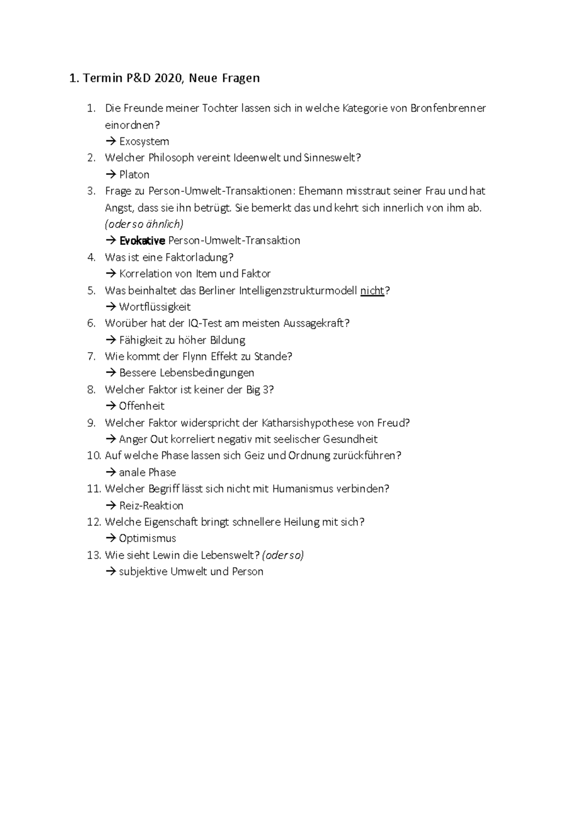 Klausur 2020, Neue Fragen - Warning: TT: undefined function: 32 1. Termin P&D 2020, Neue Fragen ...