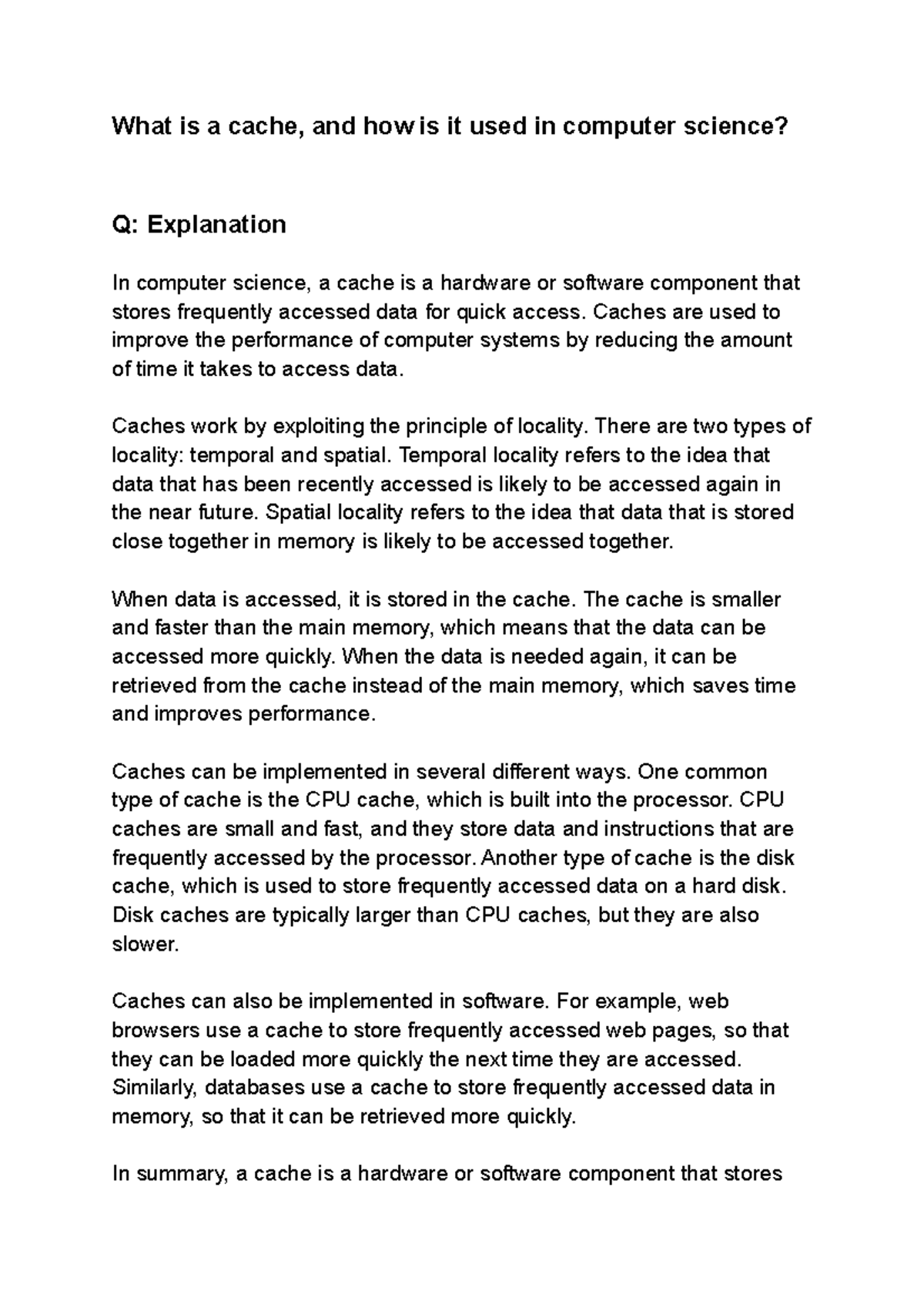 What is a cache, and how is it used in computer science - Caches are ...