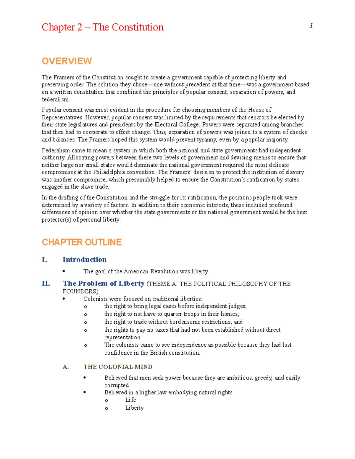 Analysis of the Constitution - Chapter 2 – The Constitution OVERVIEW ...