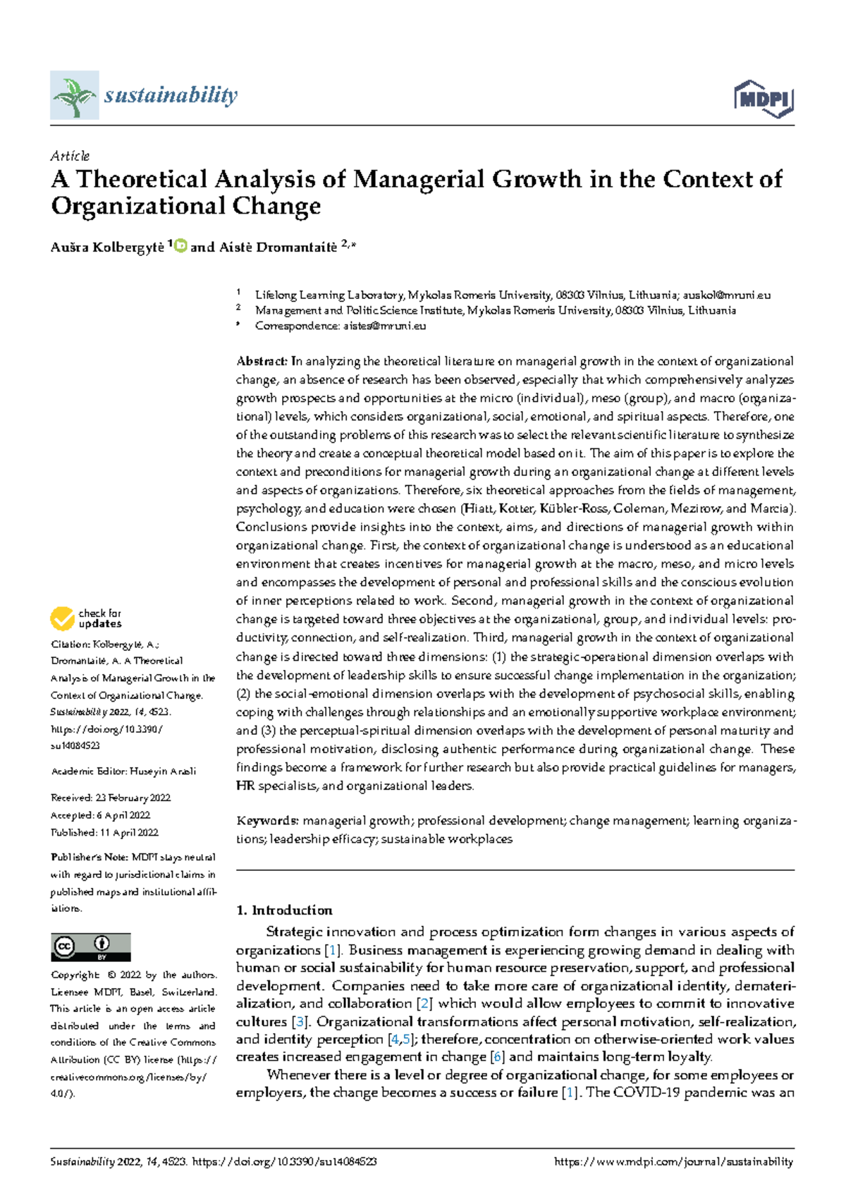 A Theoretical Analysis of Managerial Growth in the Context of ...