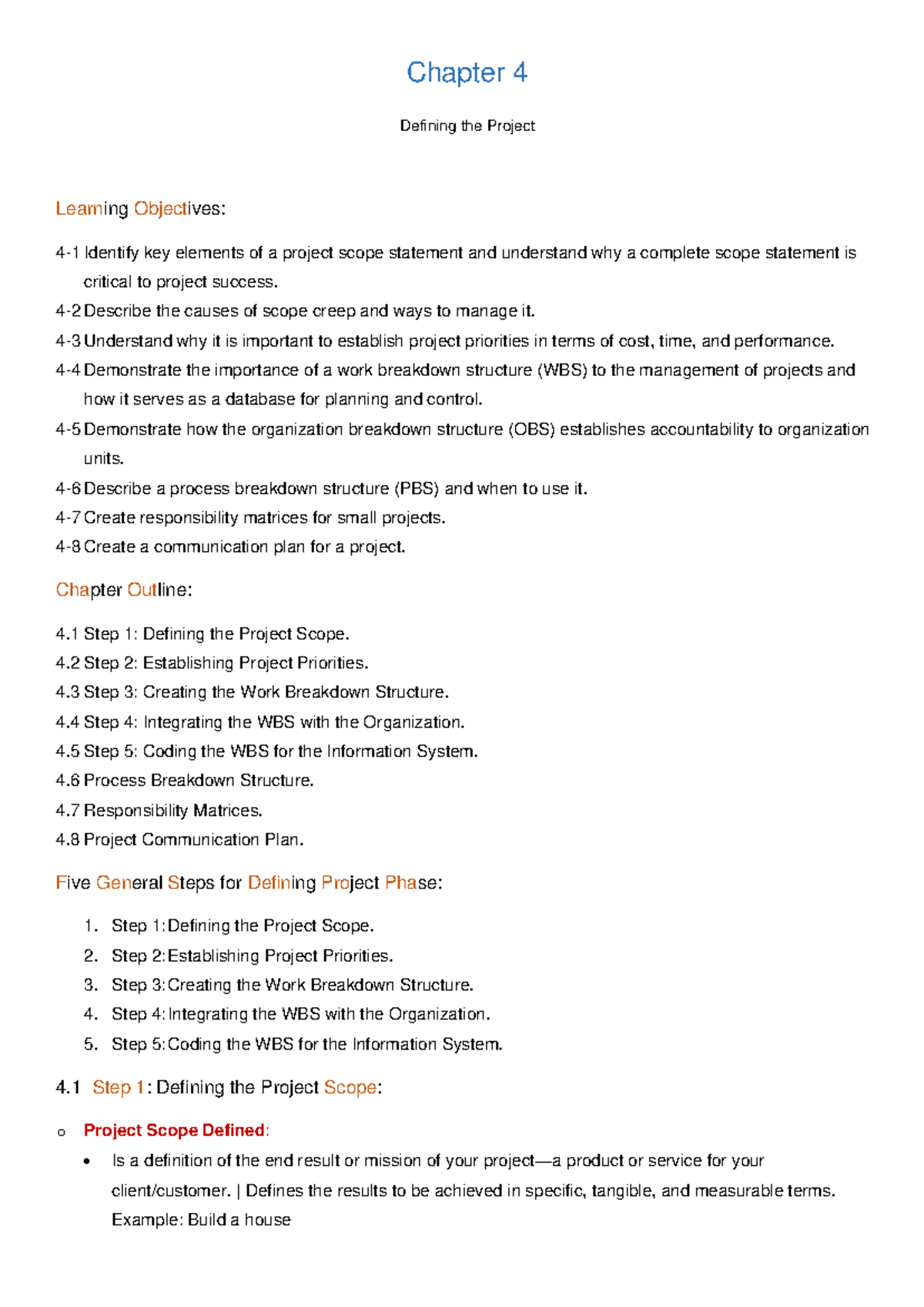 Defining the Project Estimating Project Times and Cost - Chapter 4 ...
