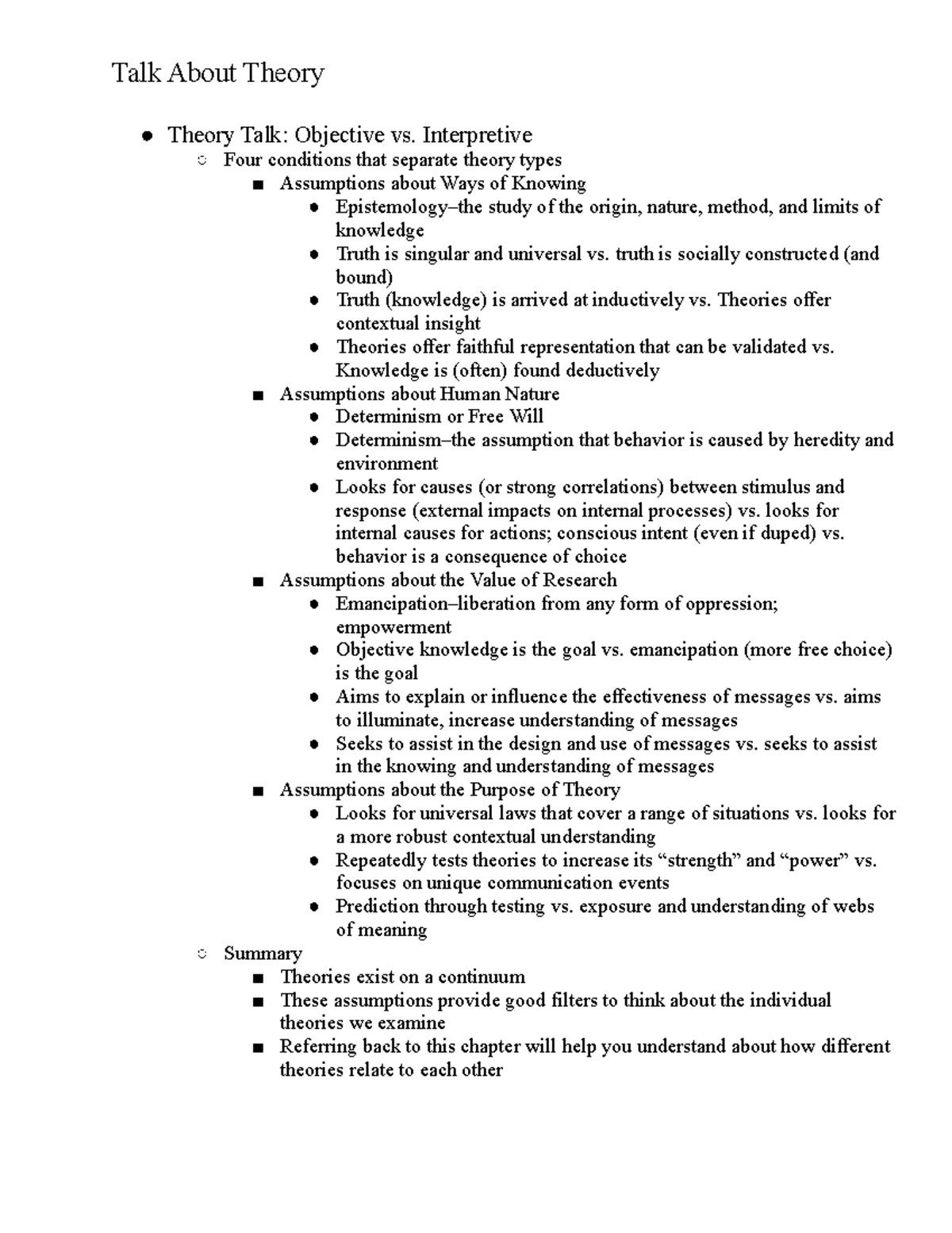 Comm 2020 Lecture Notes Chapter 2 - Talk About Theory Theory Talk ...